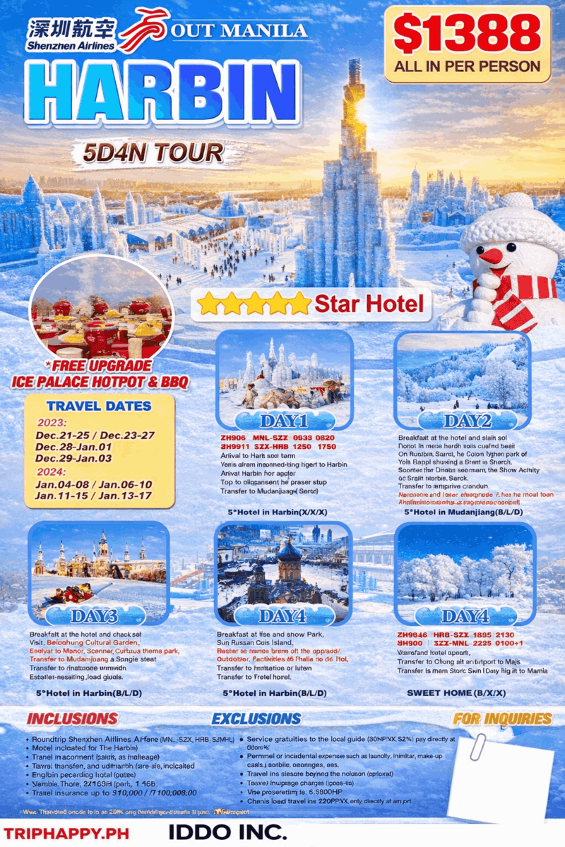 Harbin Winter Tours 2026 from the Philippines | Ice Festival & Harbin ...
